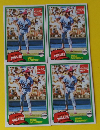 4-Card Lot 1981 Topps Coca Cola #9 Mike Schmidt Baseball (Philadelphia ...