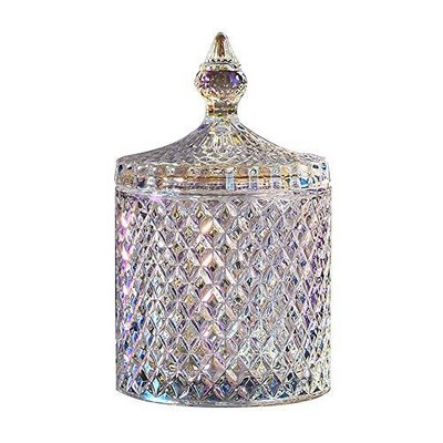 Elegant Colorful Crystal Glass Jar with Lid for Food Candy Jewelry ...