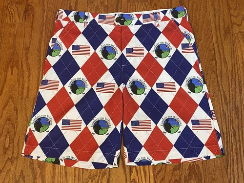 Pantemonium Men Golf Shorts Size 34 Fairways For Warriors American Flag ...