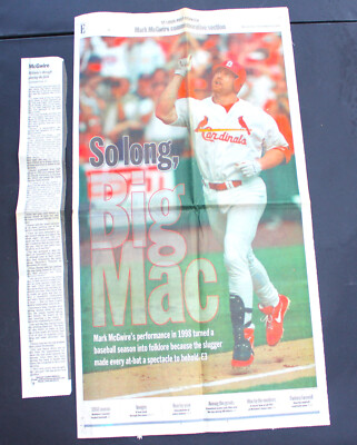 ST. LOUIS CARDINALS MARK McGWIRE 10 pg. COMMEMORATIV EDITION St. Louis ...