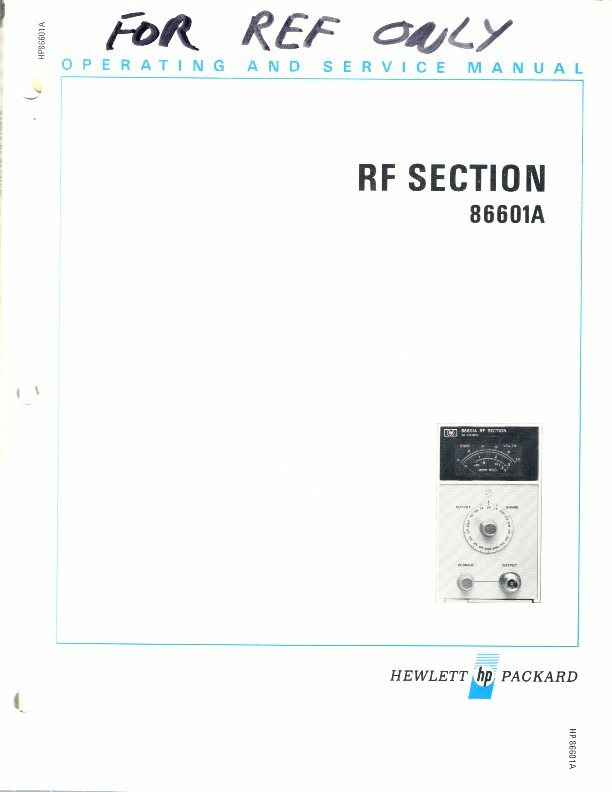 Original Hewlett Packard 86601A RF Section Operating & Service Manual ...