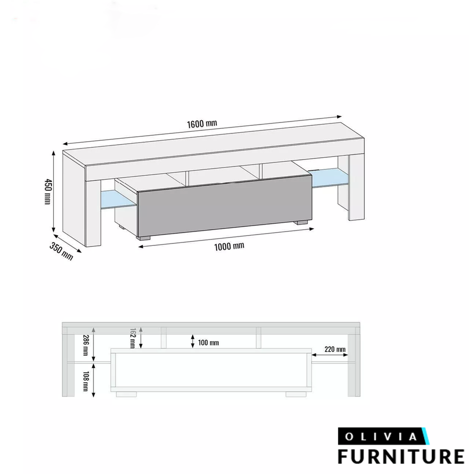 Modern 160cm TV Unit Cabinet | TV Stand with High Gloss Doors | Free ...