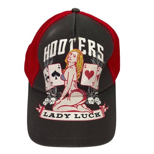 Hooters Baseball Hat Red Grey Playing Cards Dice Theme Adjustable Mesh ...
