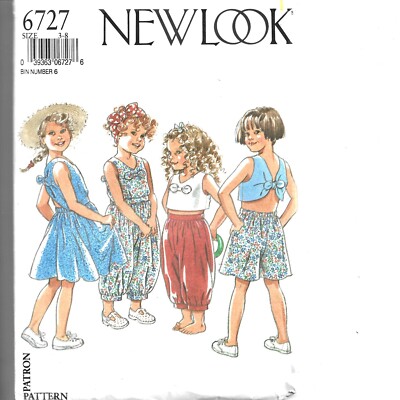 New Uncut New Look Pattern 6727 size 3-8, Girls Dress,Playsuit,Top ...