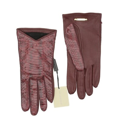 Burberry Maroon Silk Lined Snake Skin Gloves Women's One Size L74207 | eBay