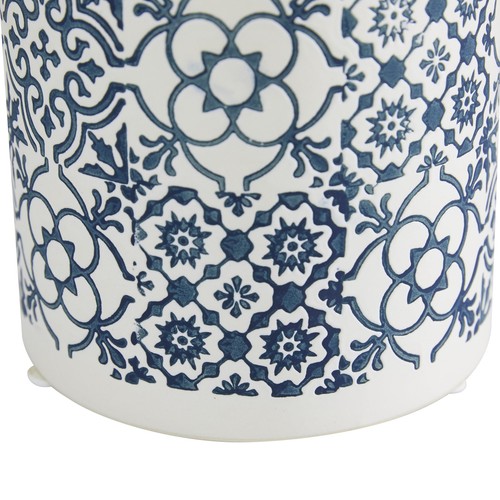 11", 9"H White Ceramic Decorative Jars with Spanish Tile Patterns, 2 ...