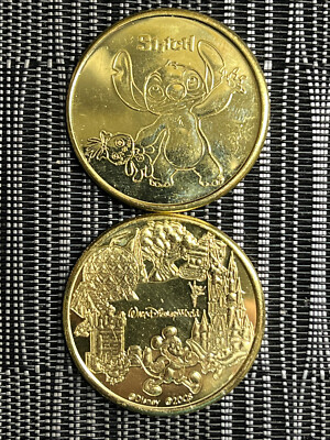 WALT DISNEY WORLD STITCH & SCRUMP 2024 COLLECTION GOLD/BRONZE MEDALLION ...