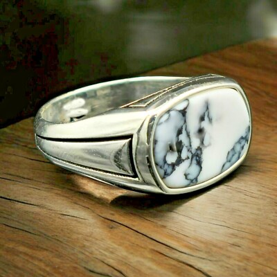 Turquoise ring, 925 sterling silver, turquoise stone ring, white ...