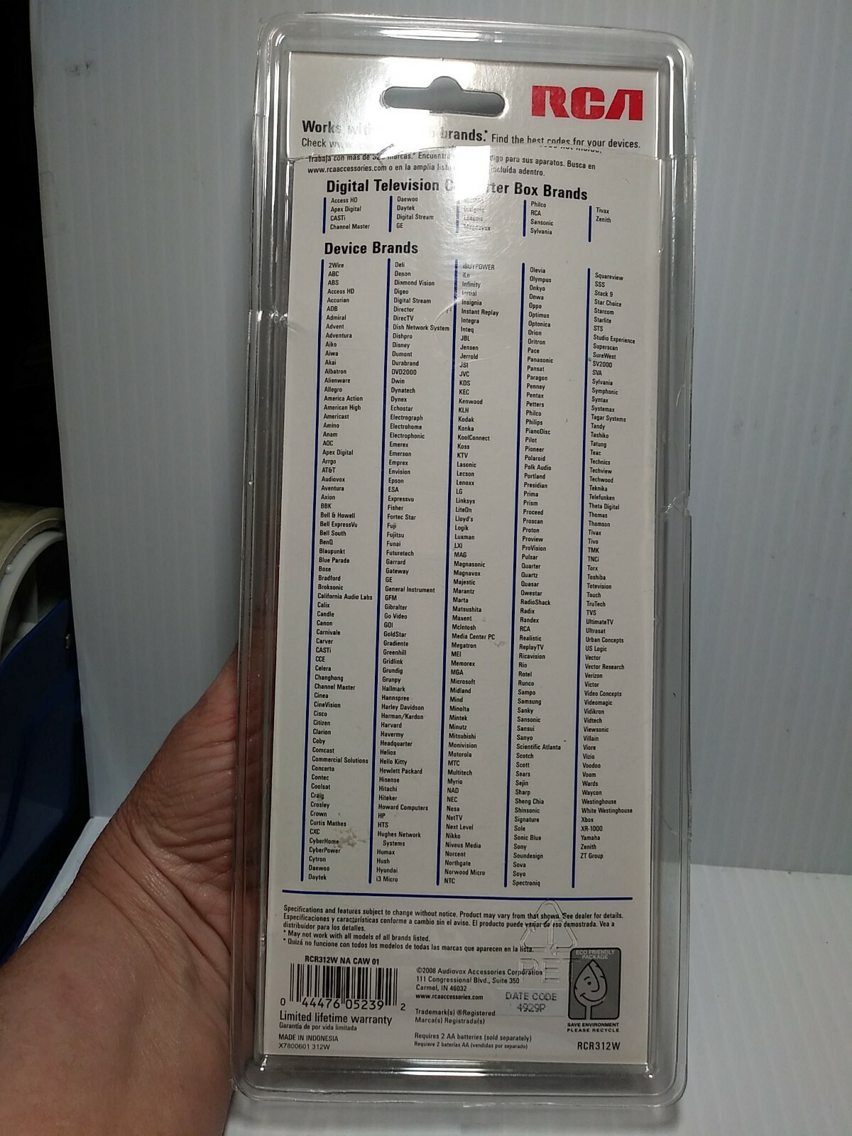 RCA Universal Remote RCR312W Controls 3 DevicesPartially Backlit Keypad ...