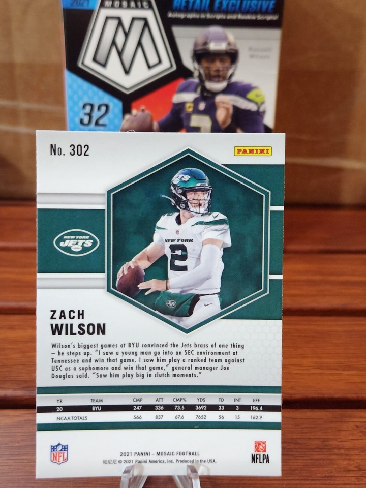 2021 Panini Mosaic Football Zach Wilson - Rookie Card - New York Jets ...