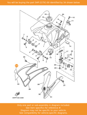 YAMAHA Tuning Fork Mark, 5HP-2175C-00 OEM TT-R125 | eBay