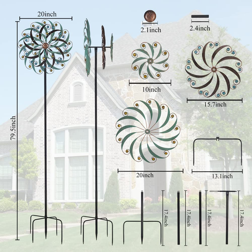 Large Metal Wind Spinners for Outdoor, Metal Yard Art Wind Sculptures ...