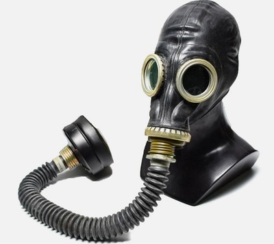 Cold war era Soviet era ussr military gas mask GP5 back hose NATO ...