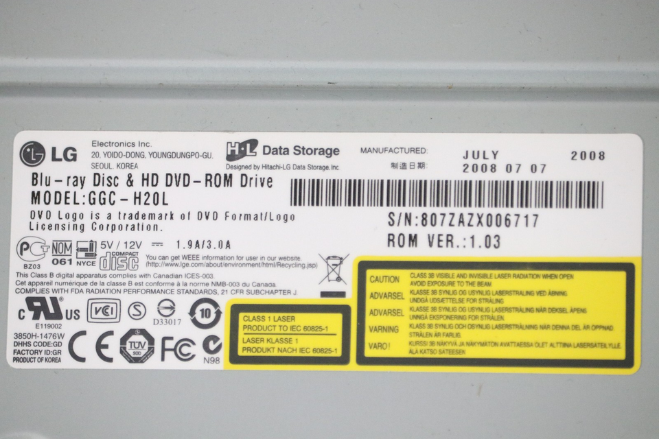 LG Super Multi Blue Blu-ray Disc & HD DVD-ROM Internal Drive GGC-H20L ...