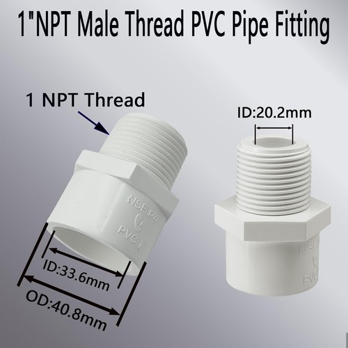 10Pcs 1 inch NPT Male Thread PVC Pipe Fitting Adapter Connector(Socket ...