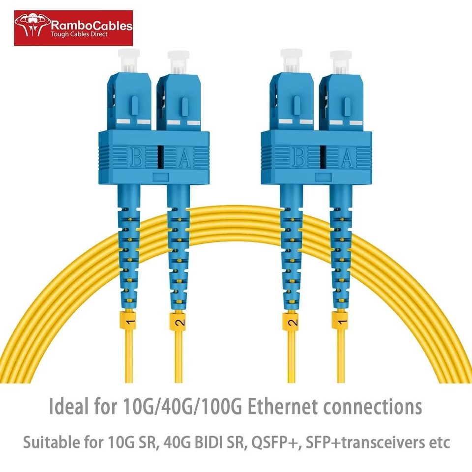 3ft OS2 SC to SC Single Mode Duplex 9/125m 10G LSZH Fiber Optic Cable ...