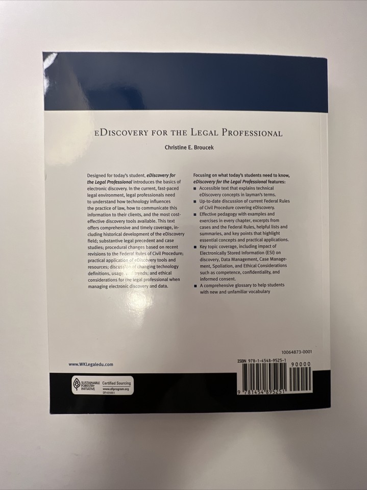 eDiscovery for the Legal Professional, Paperback Book Broucek ...