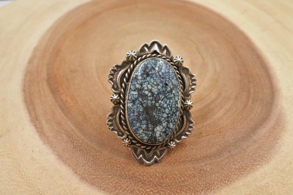 NAVAJO Sterling Silver NEW LANDER TURQUOISE RING Size 7 Wt. 21 grams ...