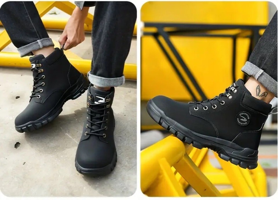 Men Protective Boots Steel Toe Shoes Anti-Smash Work Boots Safety Size ...