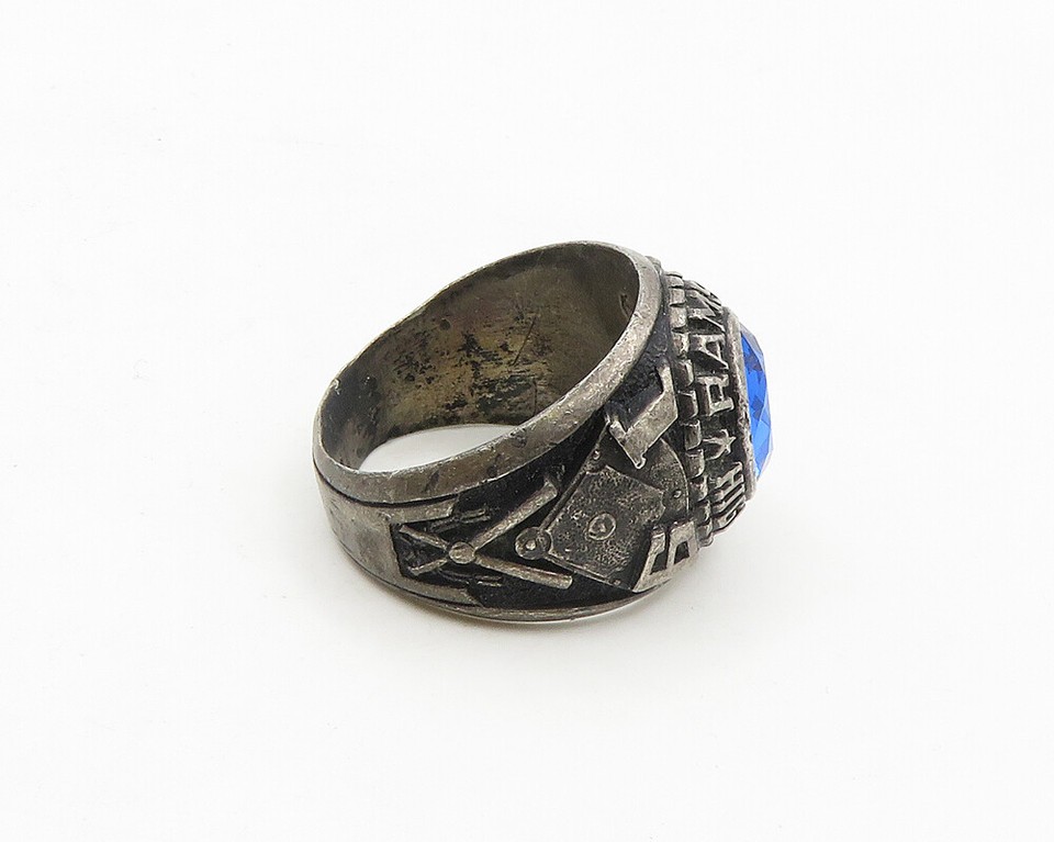 L.G.B. 925 Silver Vintage Blue Spinel Ramsey HS 1979 Class Ring Sz 9 ...