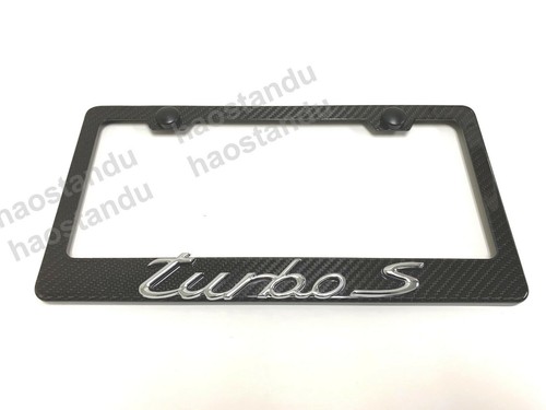 1x TURBO S" 3D Emblem Real 3K TwillWeave CARBON FIBER License Plate ...