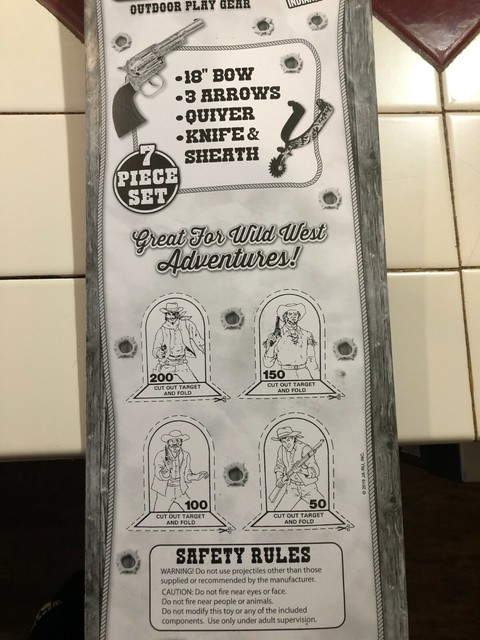 Wild West 7 PC Bow and Arrows Quiver Knife & Sheath Indian Archery Set ...