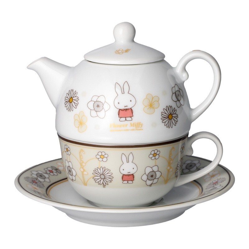 Flower Miffy Tea for one Classic Pot & Cup & Saucer set Ceramic Cute ...