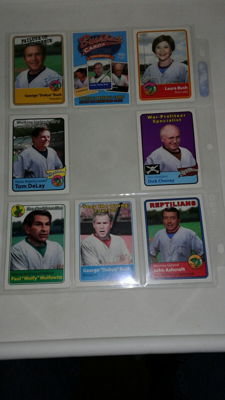 Bushball George W. Bush (8) Baseball Cards Laura Bush Dick Cheney Tom ...