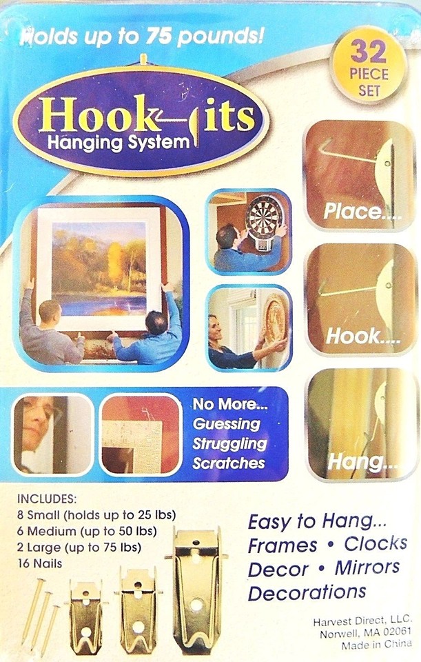 32pc Hook-Its Hanging System Hang Pictures Frames Decor Mirrors Clocks ...