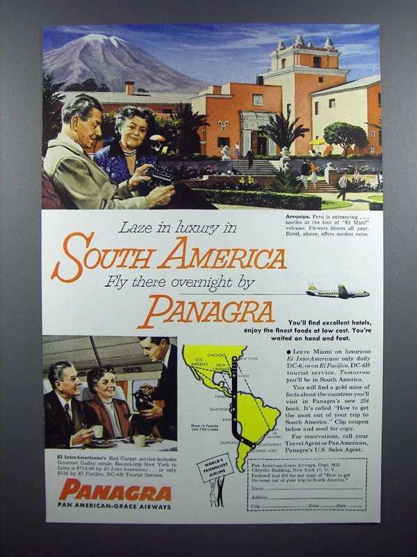 1954 Panagra Airways Ad - Laze in Luxury - Arequipa | eBay