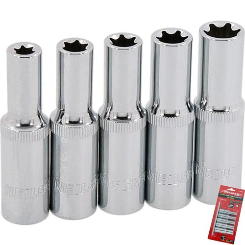 Neilsen Deep Star Profile Sockets E8 - E14 Socket Set 5pc 3/8" Socket ...