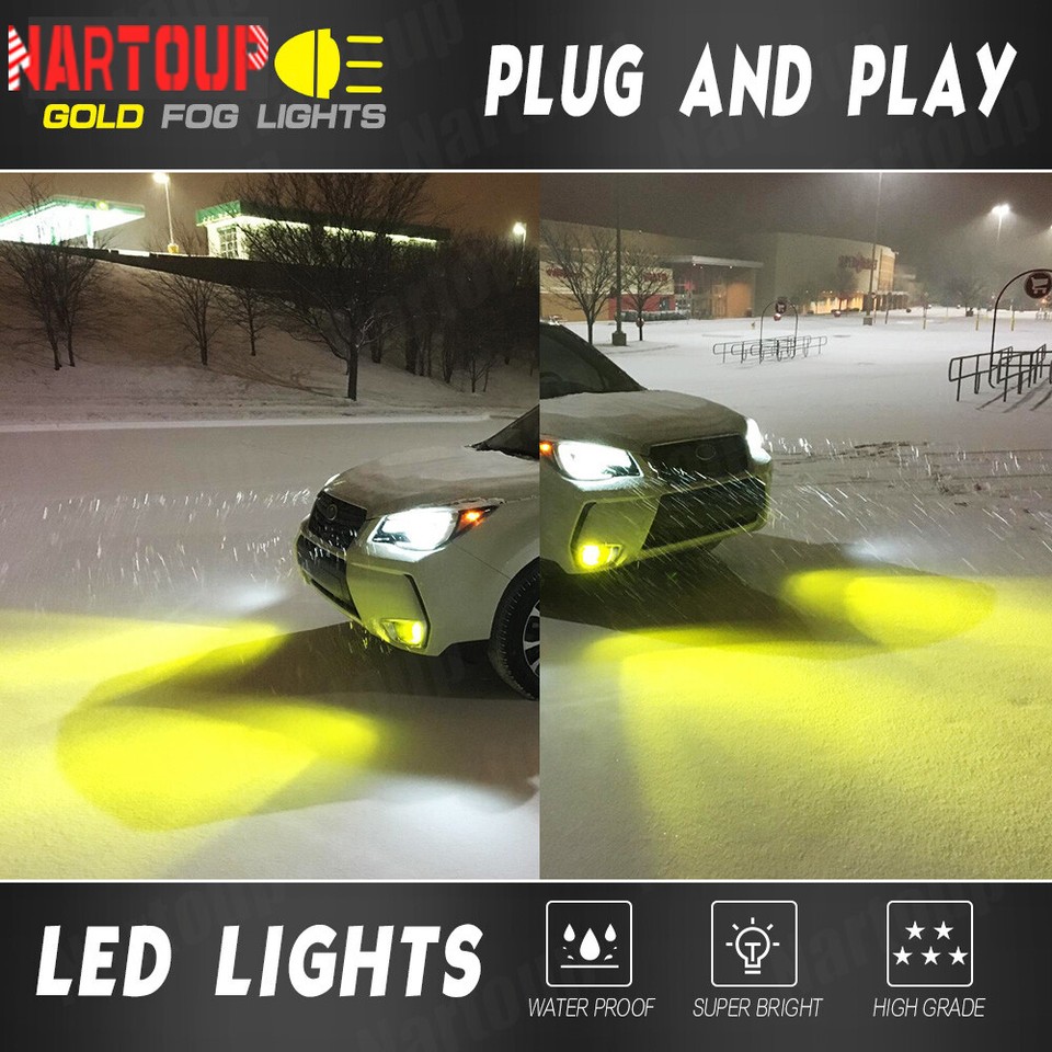 35W 2X Yellow LED Bulb Kit H11 H8 H9 3500K Fog Light Bulbs Noiseless ...