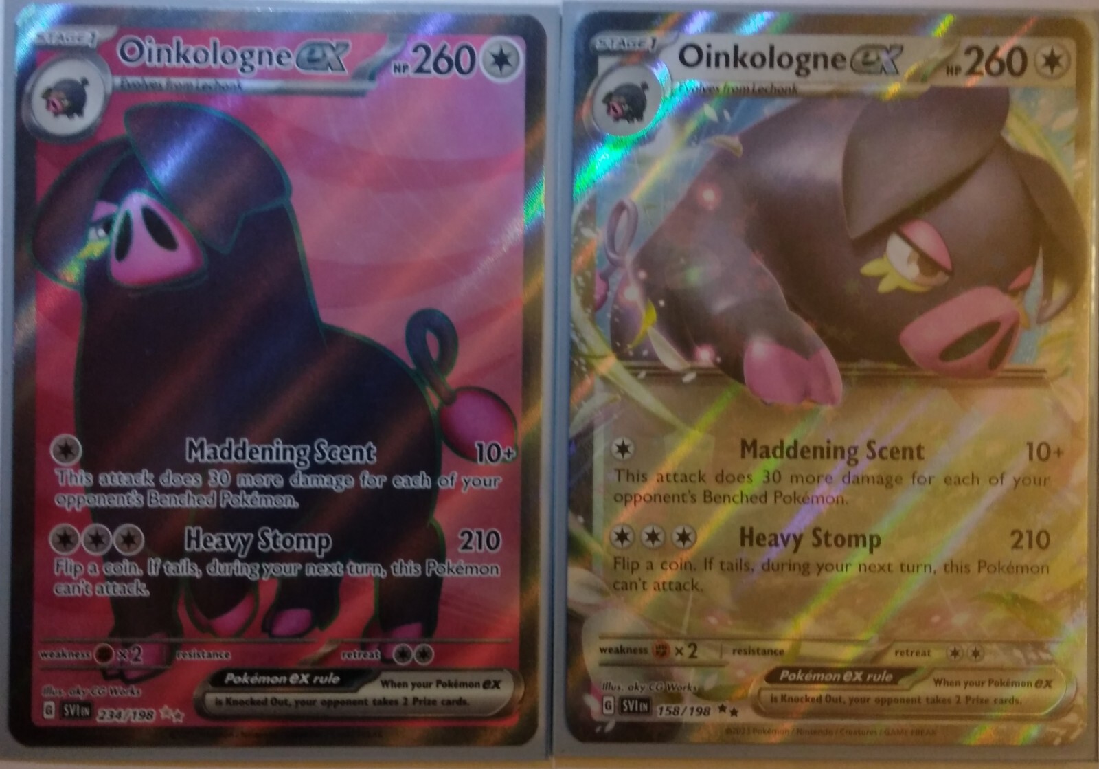 Pokémon TCG Oinkalogne Ex 158/198 & 234/198-Scarlet & Violet Base Set ...