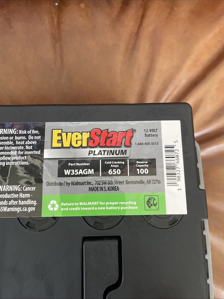 EverStart Platinum AGM Automotive Battery, Group Size 35 12 Volt, 650 ...