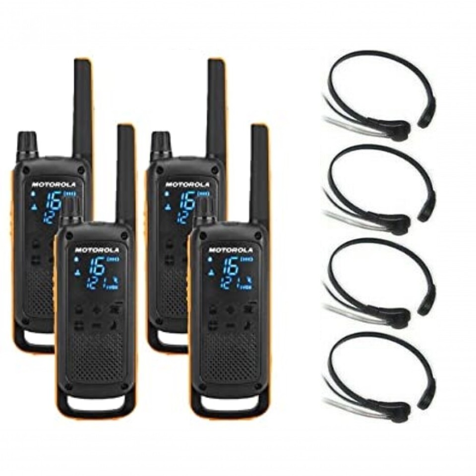 4 Walkie Motorola T82 + Chargers, Batteries, Laryngophones And ...