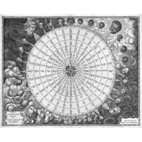 Map of Winds, Jansson Wind Rose Chart,1650, Pearl Photo Paper, 24" x 30 ...