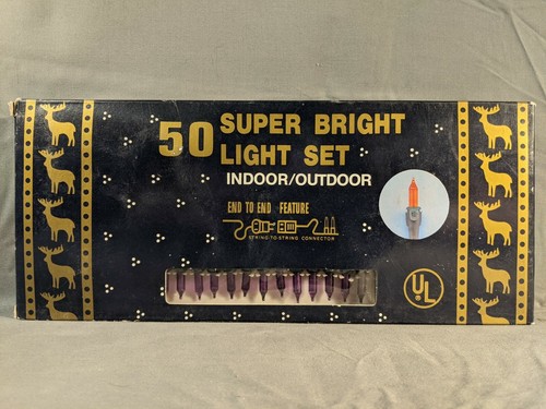 50 Super Bright Light Set Indoor/Outdoor Purple Color Lights New In Box ...