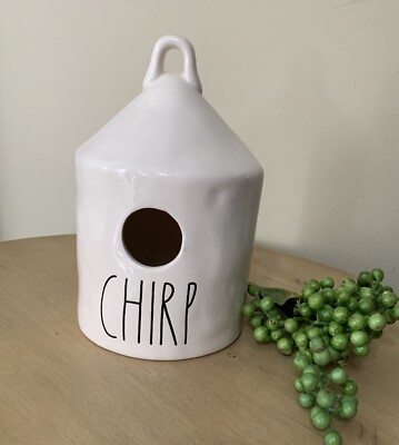 Rae Dunn Round Birdhouse by Magenta LL CHIRP Bird on back Gardening | eBay