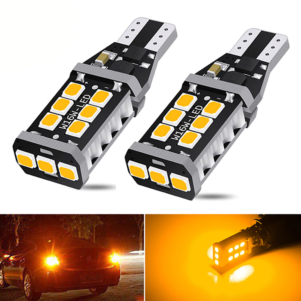 2pcs Yellow T15 Led Car Bulbs Canbus No Error Backup Reverse Light ...