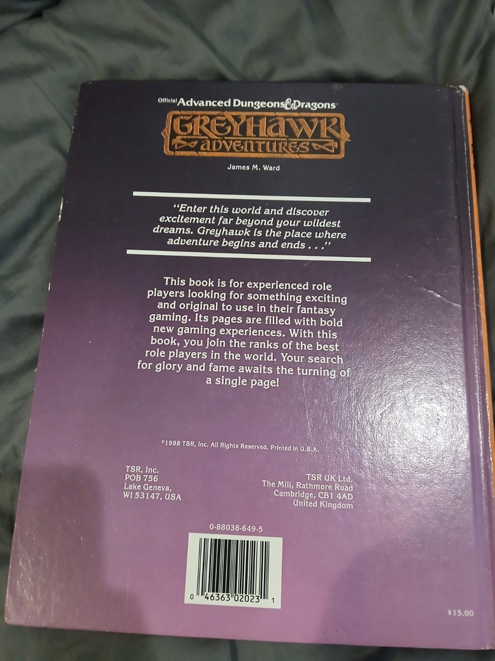 GREYHAWK ADVENTURES 1ST EDITION DUNGEONS & DRAGONS TSR JAMES M. WARD ...