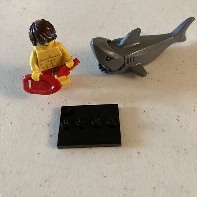 Lego Lifeguard 71007 Collectible Series 12 Minifigure + Gray Shark ...