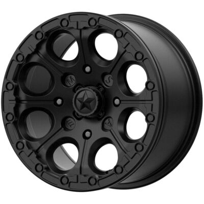 4-MSA Offroad M44 Cannon Beadlock 15x7 4x110 +25mm Satin Black Wheels ...