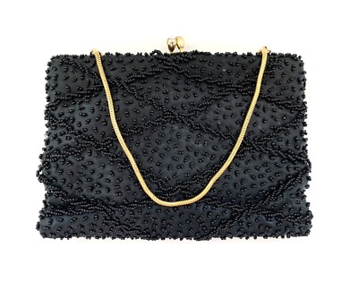 Vintage Beaded Black Evening Bag Purse Clutch Fancy Formal Goldco 1960 ...