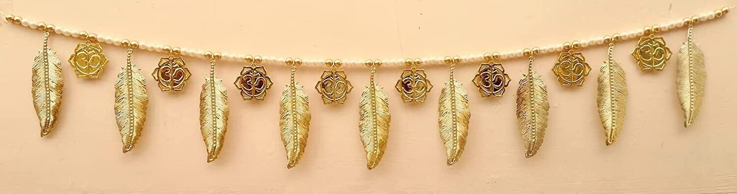 Handmade Golden Leaves Toran (Multicolour, Medium Size 3 feet / 36 inch ...