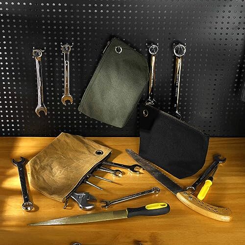 Multi-Purpose Tool Storage Bag - 16OZ Waxed Canvas Tools Organizer ...