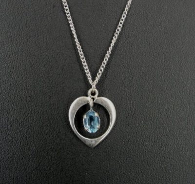 Heart With Dangling Blue Stone Design Sterling Silver 925 Pendant ...