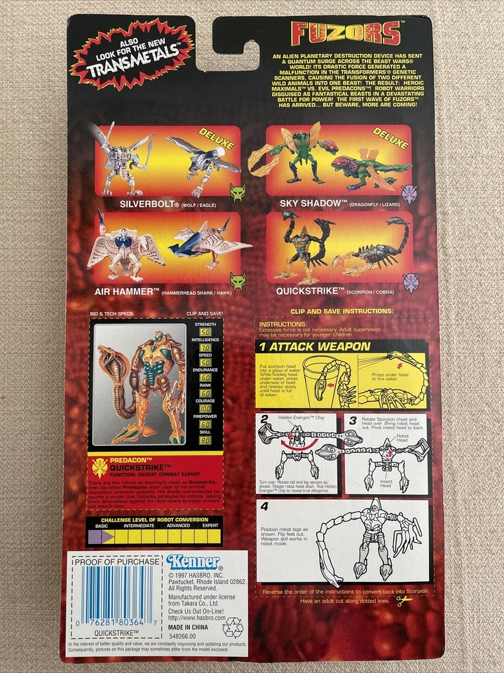 Transformers Beast Wars Evil Predacon Fuzors Quickstrike New 1997 ...