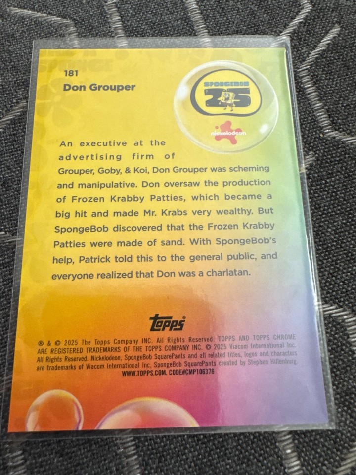 2025 Spongebob Topps Chrome 25th #181 Don Grouper Orange /25 | eBay