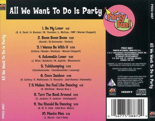 COUNTDOWN DANCE MASTERS - ALL WE WANT TO DO IS PARTY NEW CD 56775088729 ...