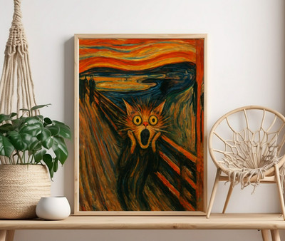 Funny Cat Scream Poster Print: Edvard Munch Parody - Humorous ...